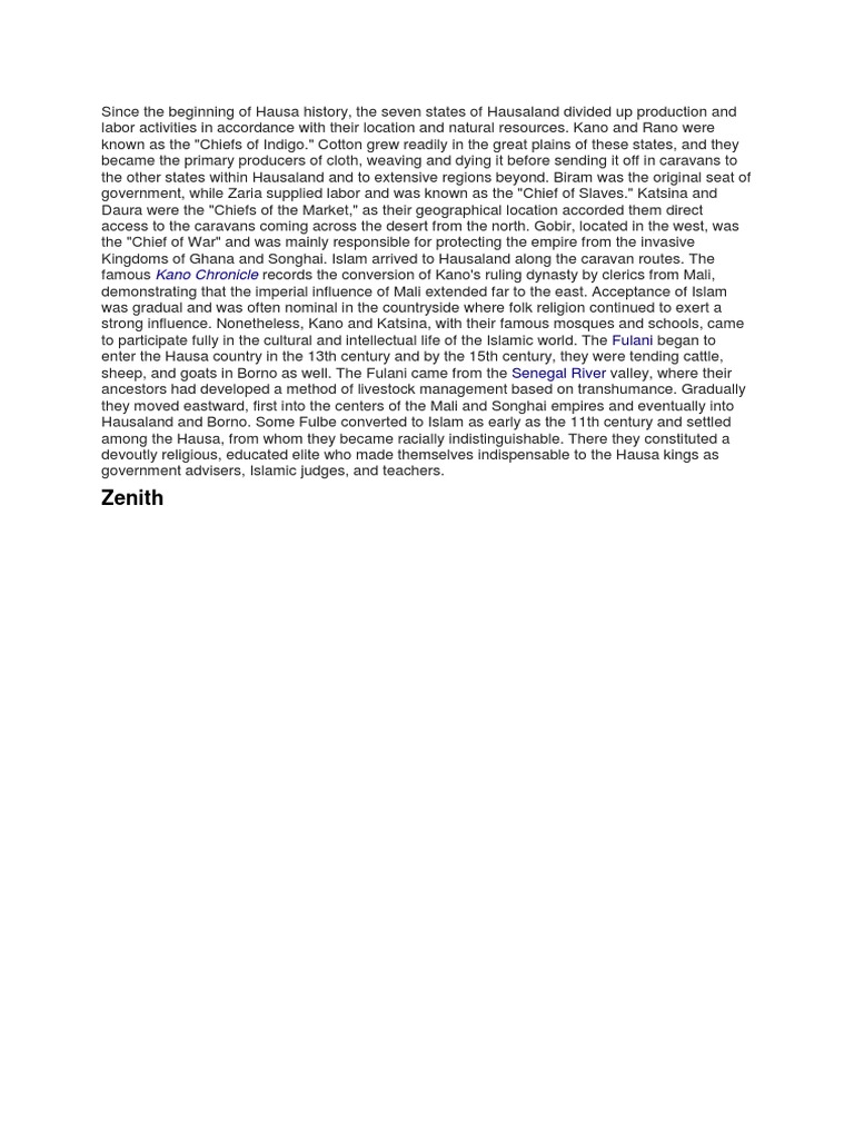 Zenith: Kano Chronicle | PDF