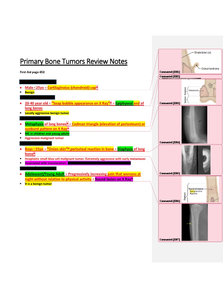 Bone Tumors Review Notes | PDF