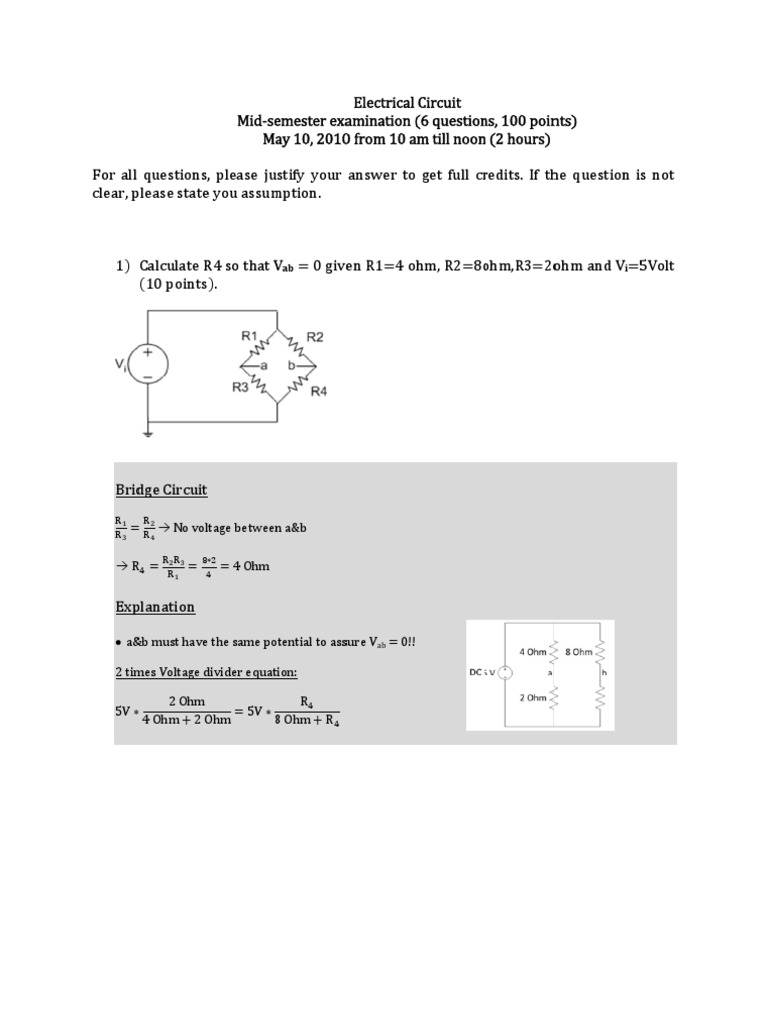 Midterm With Solution Pdf Series And Parallel Circuits
