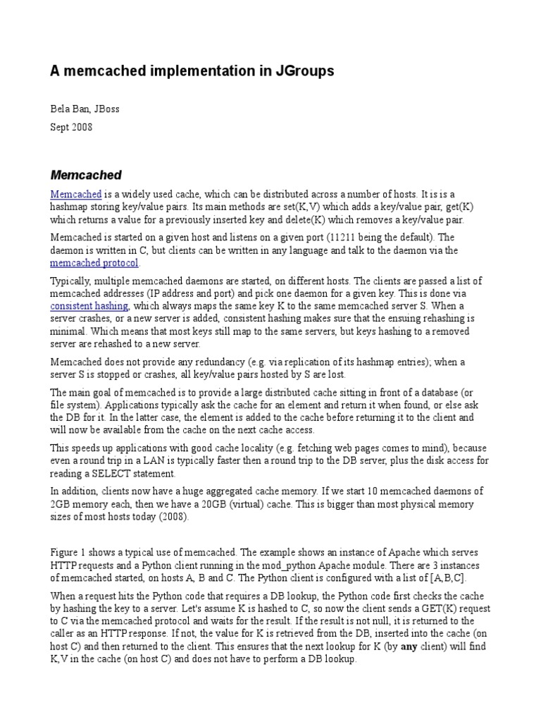 A Memcached Implementation in Jgroups | PDF | Cache (Computing) | Hypertext Transfer Protocol