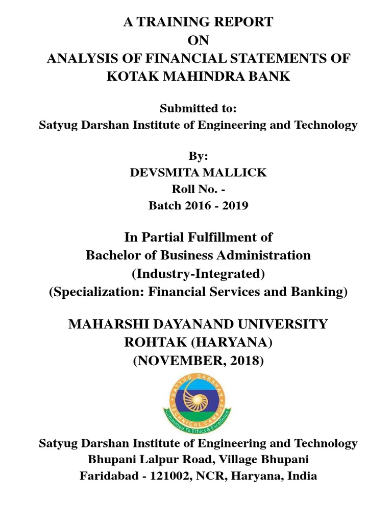 Dabu Tranning Report 5th Sem | PDF | Financial Statement | Balance Sheet