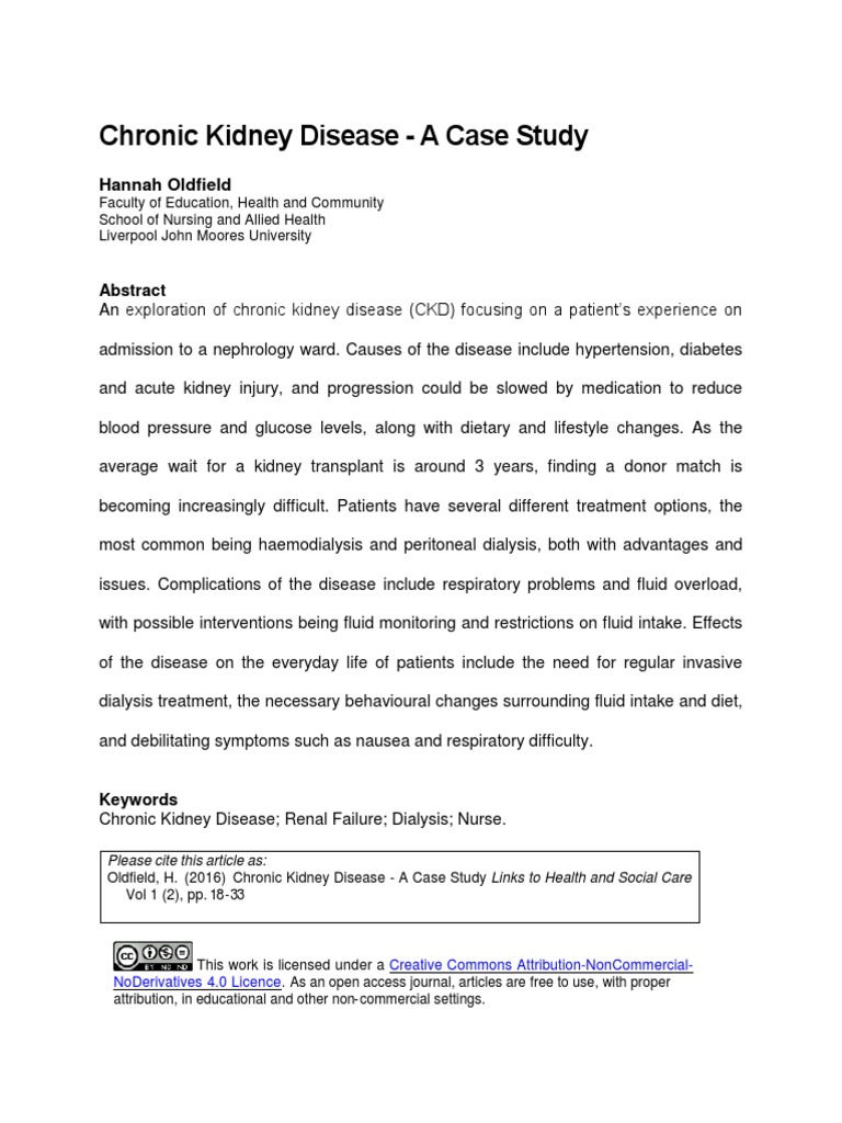 CKD Case Study | PDF | Chronic Kidney Disease | Renal Function