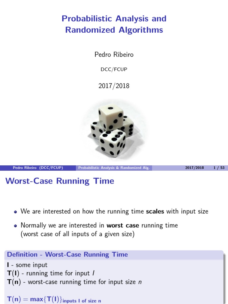 Probabilistic Analysis and Randomized Algorithms: Pedro Ribeiro | PDF | Expected Value | Areas ...