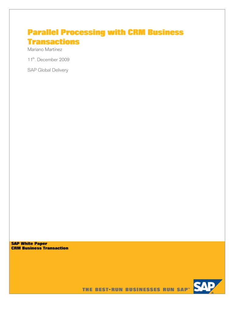 Parallel Processing With CRM Business Transactions | PDF | Subroutine ...