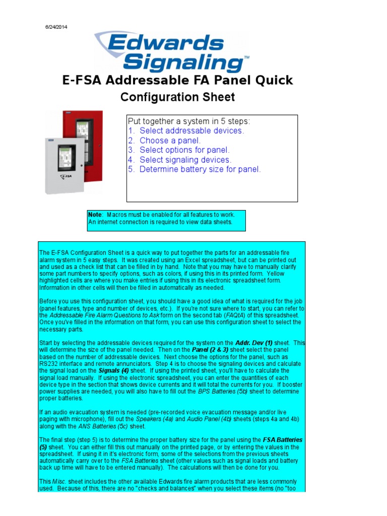 E-FSA Panel Config Sheet v12 | PDF | Spreadsheet | Amplifier