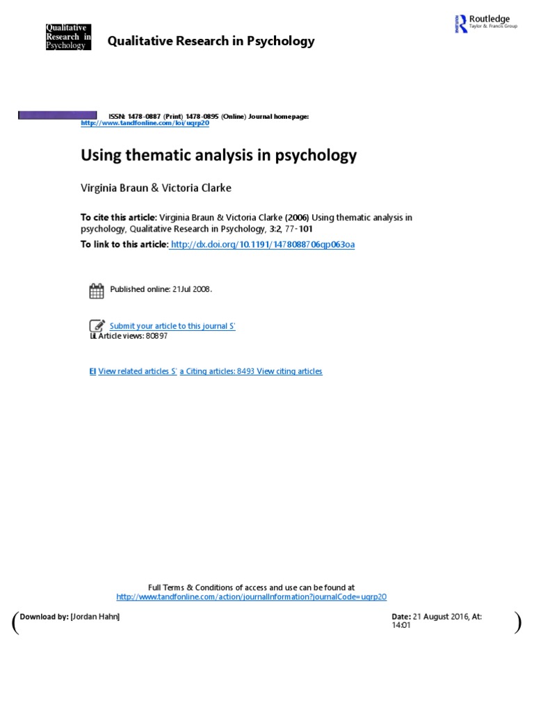 Thematic Analysis in Psychology | PDF | Qualitative Research | Research ...