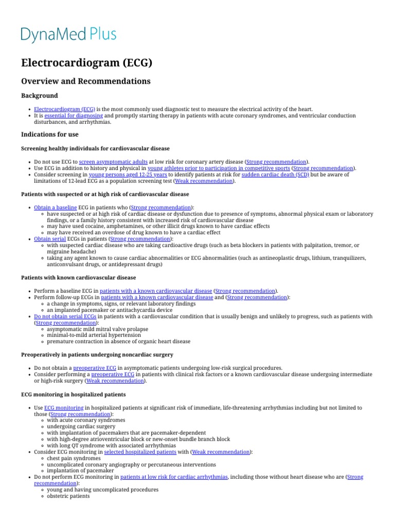 DynaMed Plus - Electrocardiogram (ECG) | PDF | Electrocardiography ...