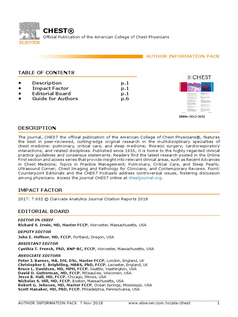 Chest®: - Description - Impact Factor - Editorial Board - Guide For ...