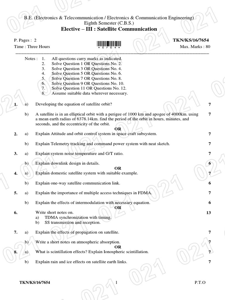 Elective - III: Satellite Communication | PDF | Satellite | Telecommunications Engineering