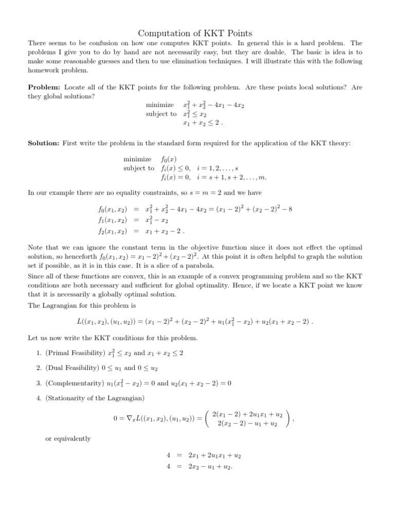 KKT Example | PDF | Systems Analysis | Mathematical Concepts