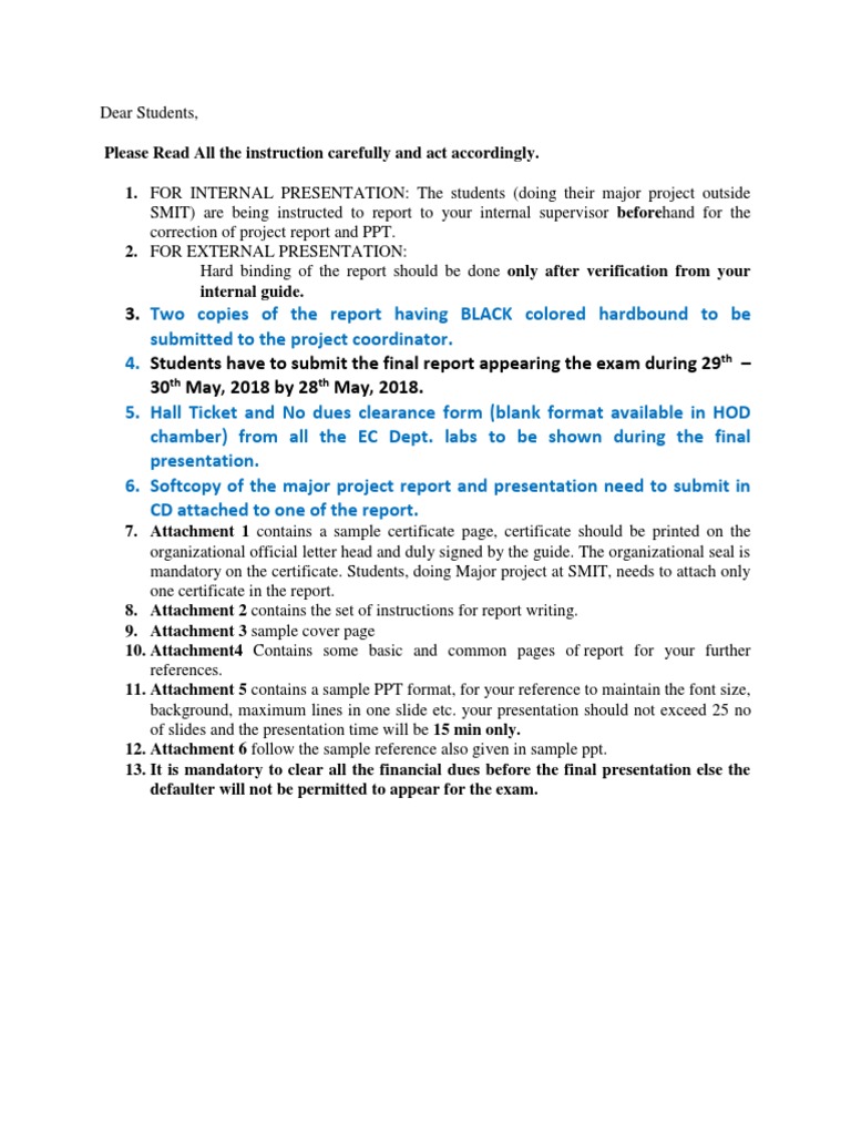 Major Project Presentation Guidelines | PDF