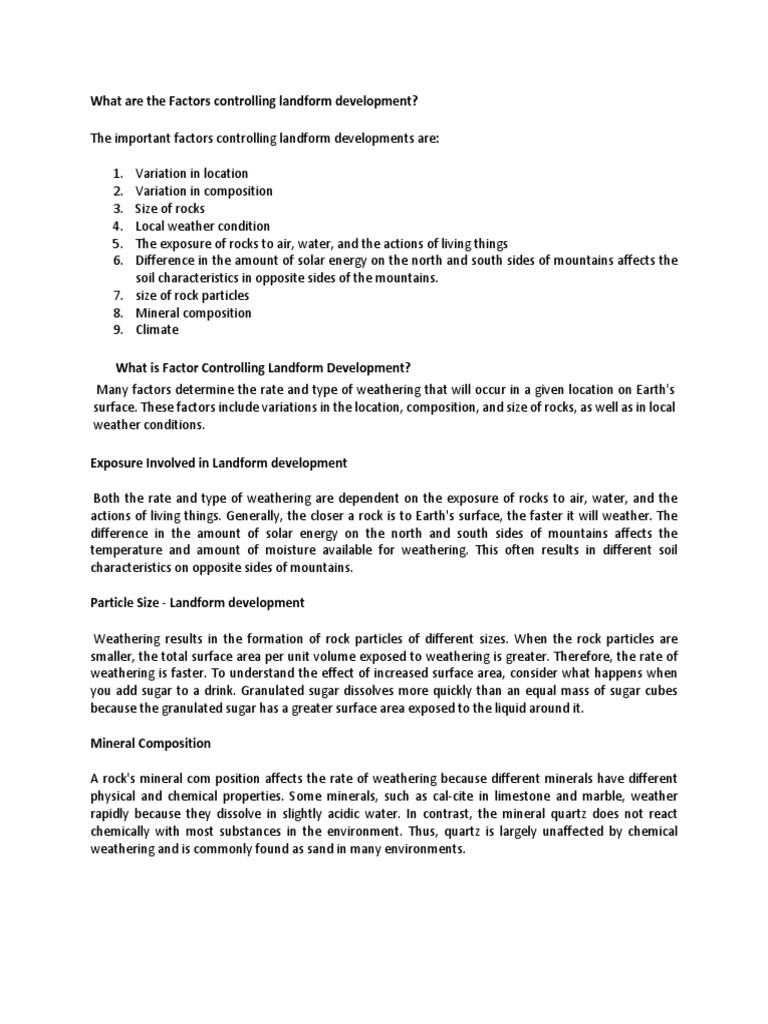 What Are The Factors Controlling Landform Development | PDF | Plate ...