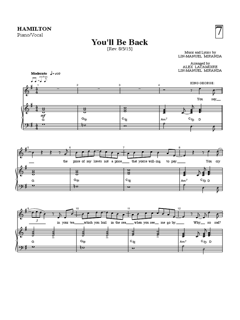 Hamilton Youll Be Back | Download Free PDF | Loisirs | Divertissement ...