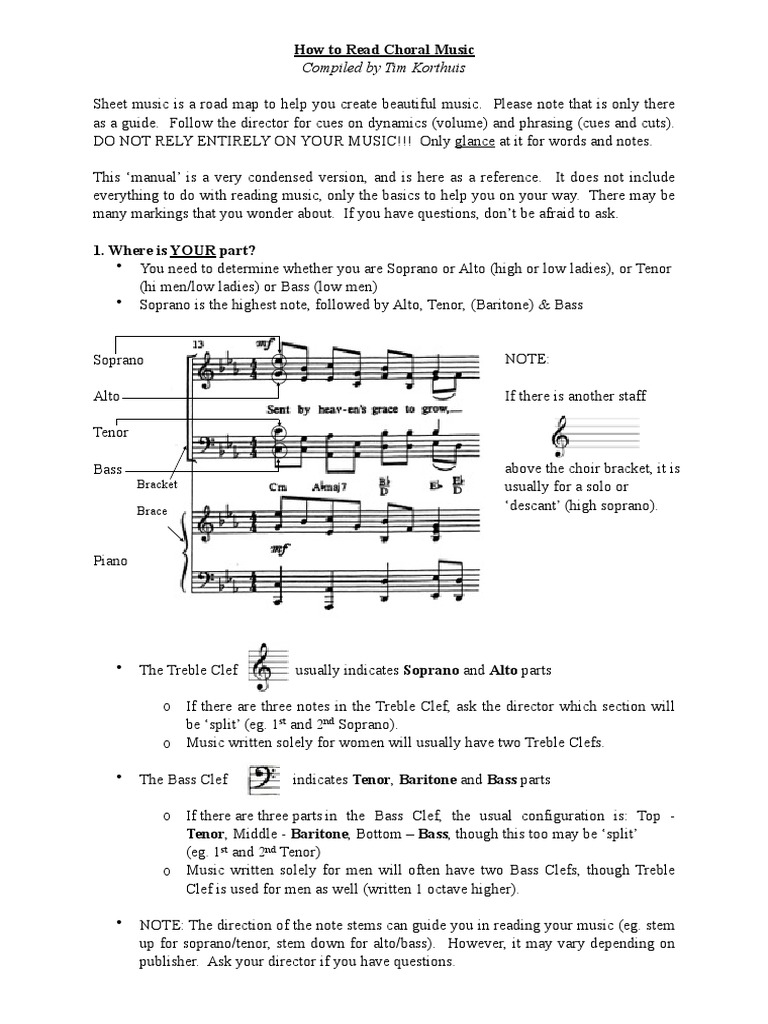 How To Read Choral Music | PDF | Clef | Sound