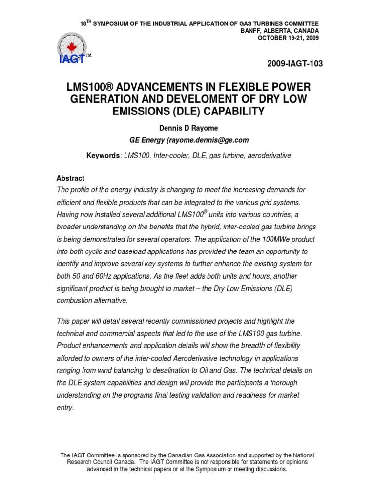Lms100® Advancements in Flexible Power Generation and Develoment of Dry ...