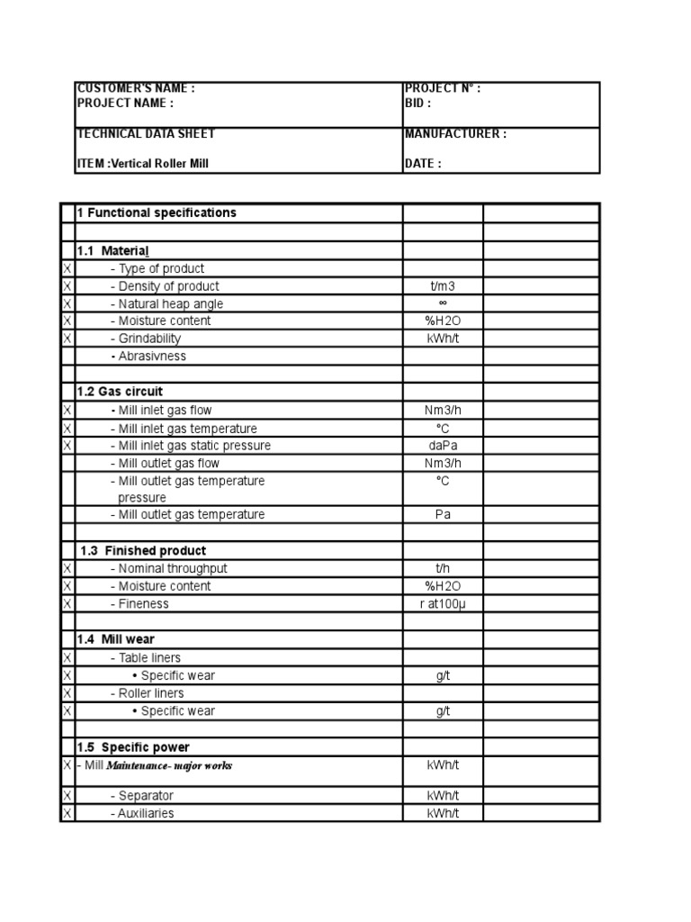 Vertical Roller Mill Technical Specifications | PDF | Transmission ...