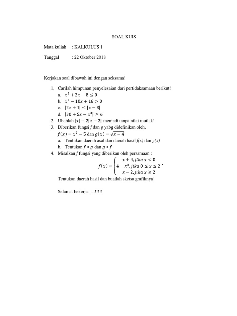 KALKULUS SOAL KUIS | PDF