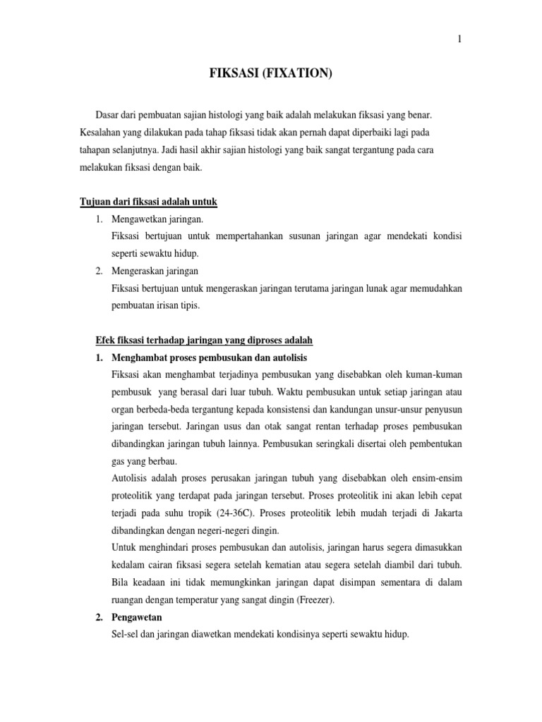 Tujuan dan Proses Fiksasi Jaringan | PDF | Sains & Matematika
