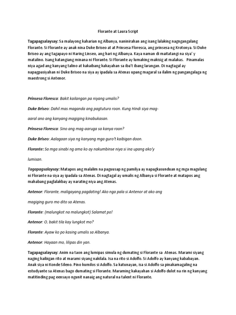 Florante at Laura Script | PDF