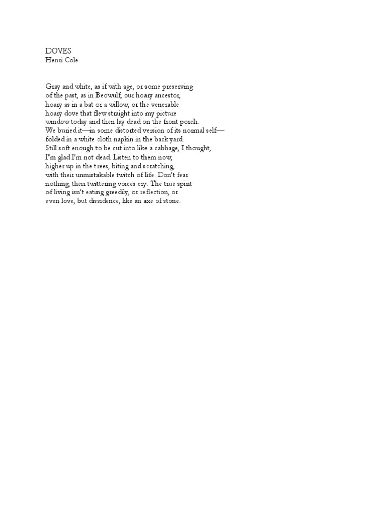 Doves by Henri Cole | PDF