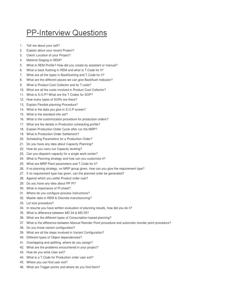 PP-Interview Questions | PDF | Business Process | Computing