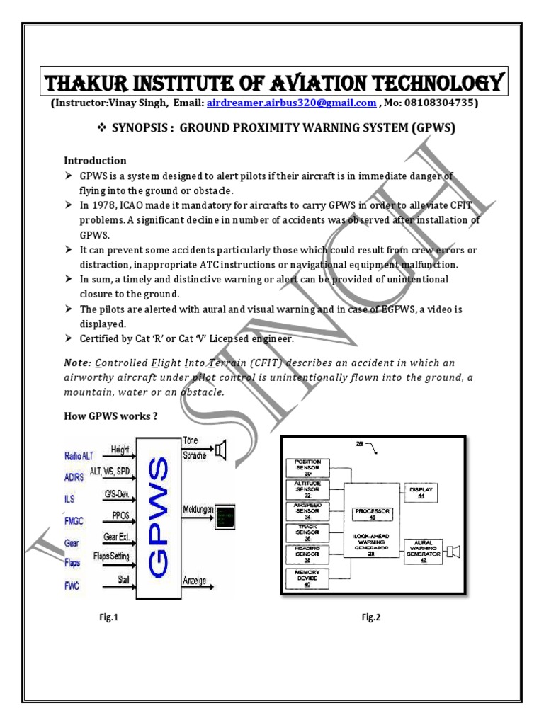 Thakur Institute of Aviation Technology: Synopsis: Ground Proximity ...