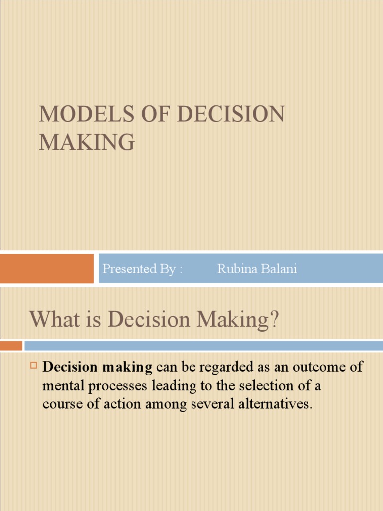 Decision Making Models Overview | PDF