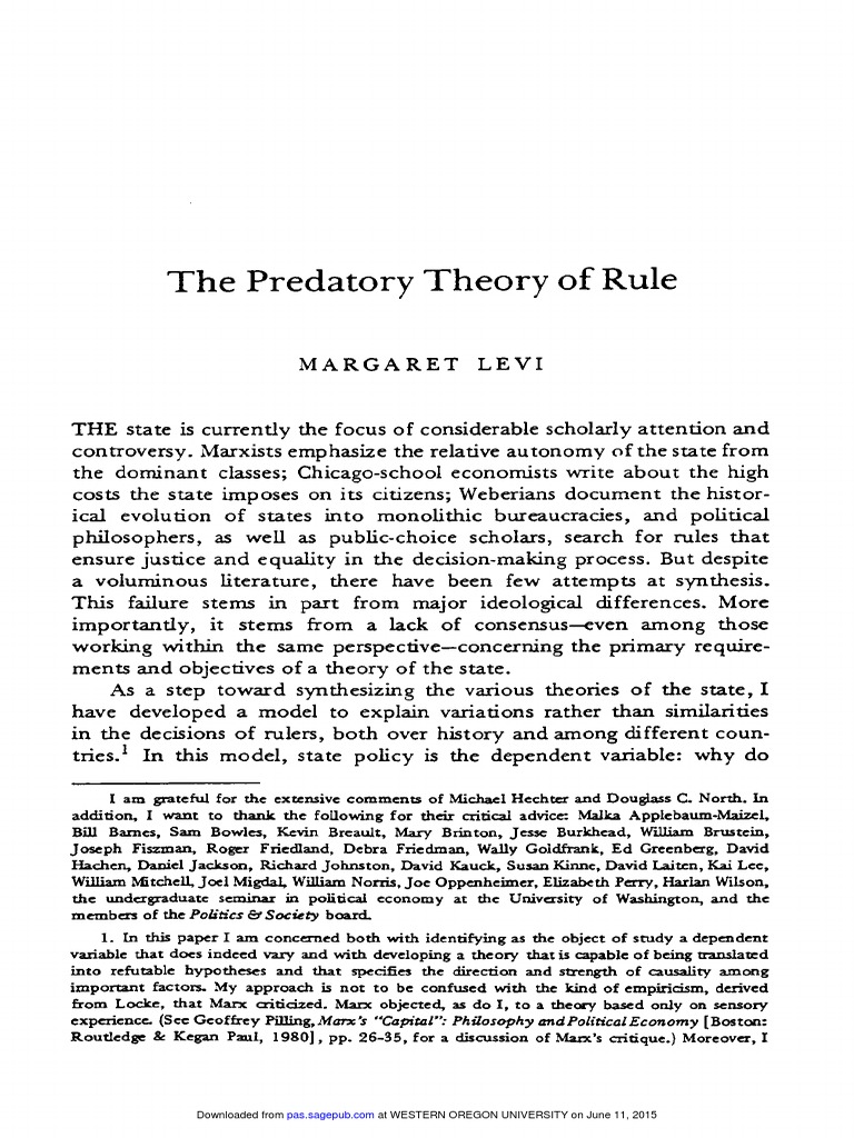 The Predatory Theory of Rule | PDF | Marxism | State (Polity)