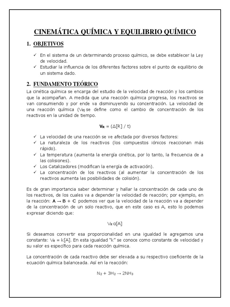Cinematica Quimica y Equilibrio Quimico | Descargar gratis PDF | Equilibrio químico | Cinética ...