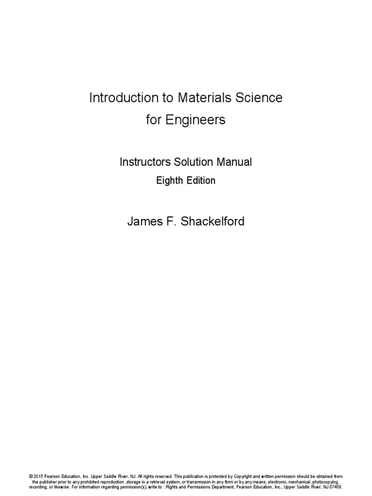 Introduction To Materials Science For Engineers 8th Edition by Shackelford Solution Manual | PDF ...