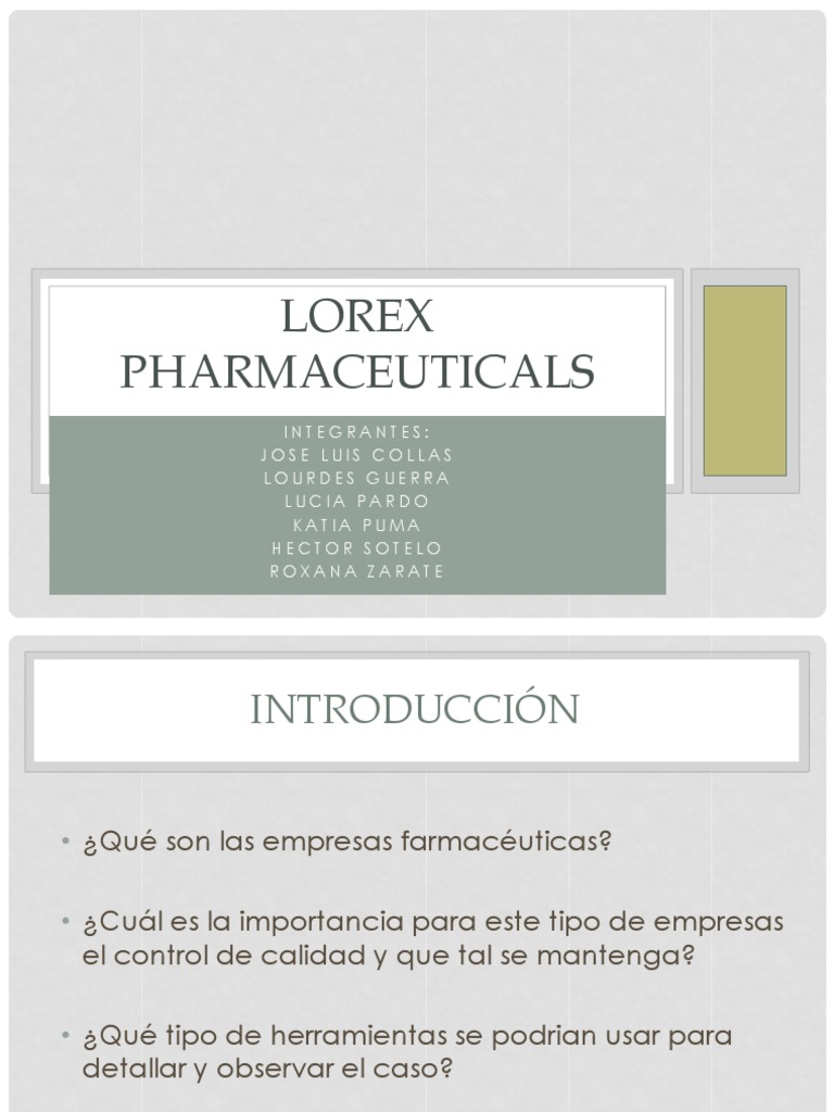 Control de Calidad en LOREX Pharmaceuticals | PDF | Medicamentos con ...