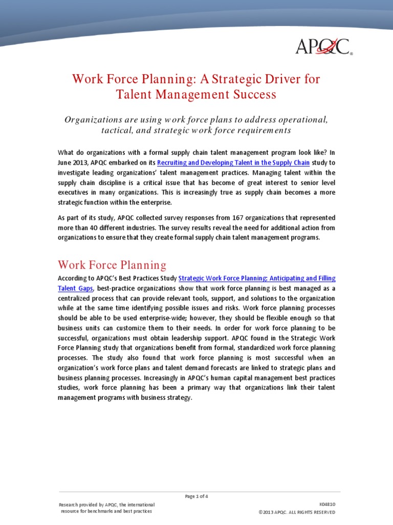 K04810 SCTalent Work Force Plans | PDF | Supply Chain | Talent Management