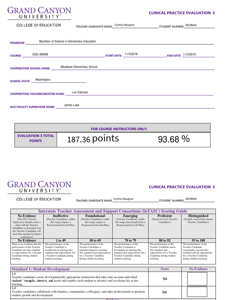 Gcu Clinical Eval 3 | PDF | Educational Assessment | Teachers