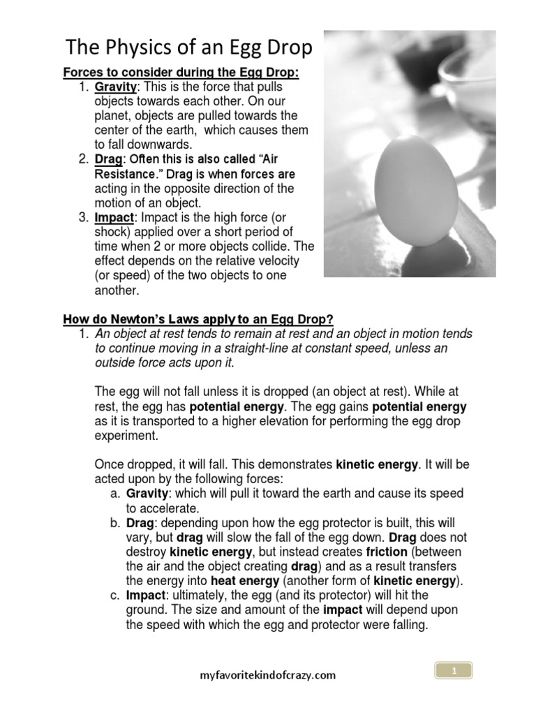 Egg Drop Physics: Minimizing Impact Energy | PDF | Drag (Physics) | Force