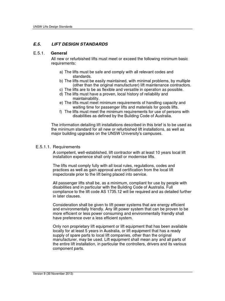 Lift Design Standards | PDF | Escalator | Elevator
