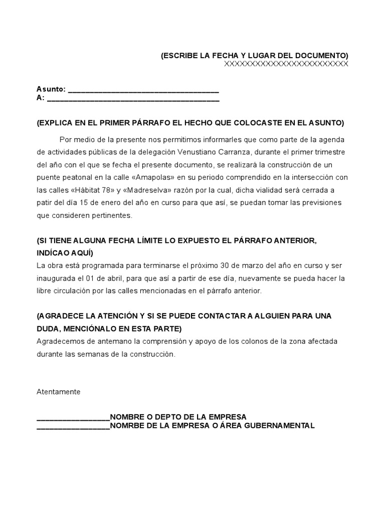 Formato de Carta Informativa | PDF