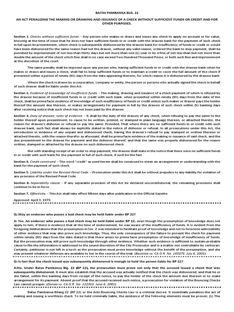 Bp 22 Pdf Acquittal Burden Of Proof Law