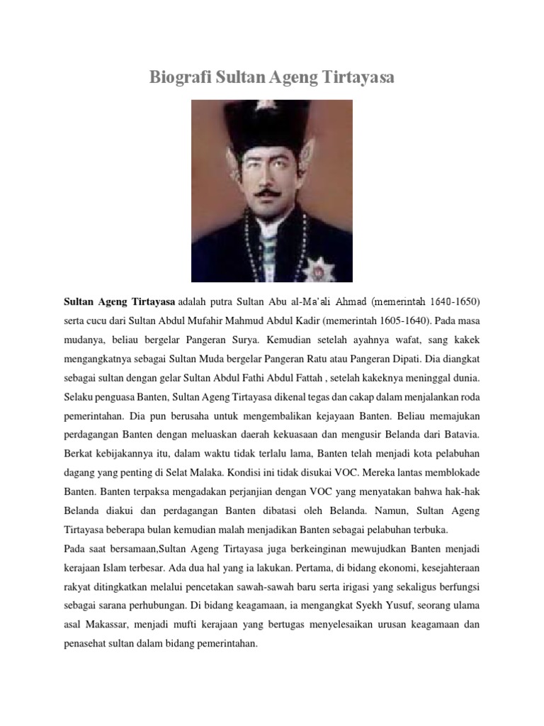 Biografi Sultan Ageng Tirtayasa | PDF | Sejarah