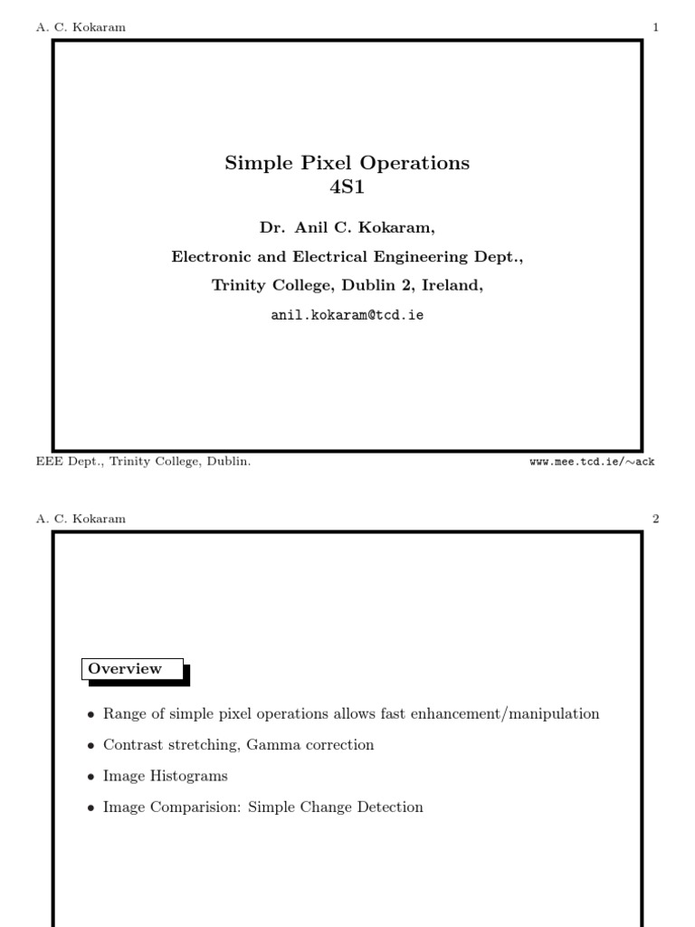 Simple Pixel Operations 4S1 | PDF | Image Segmentation | Computer Graphics