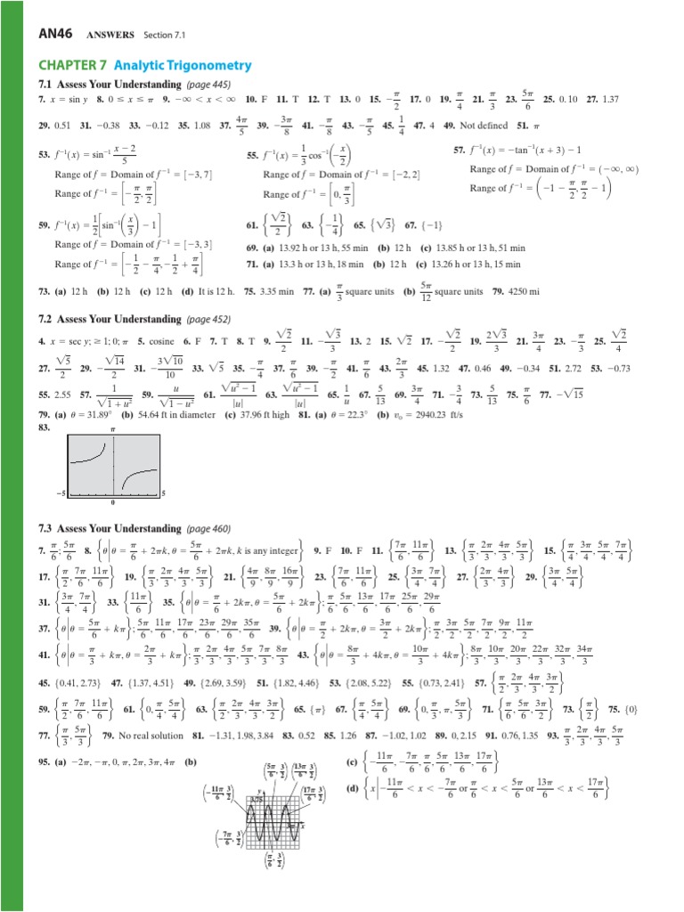 Trig Answer Key PDF | PDF | Refraction | Mathematical Concepts