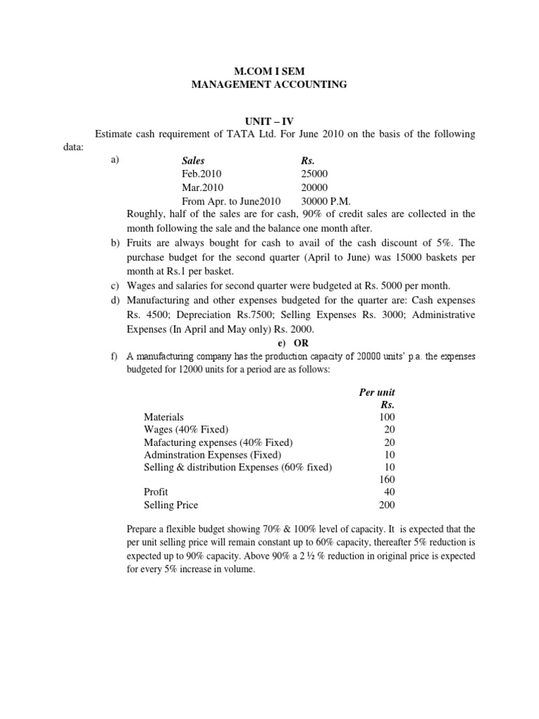 Mcom Questions 2 | PDF | Expense | Business