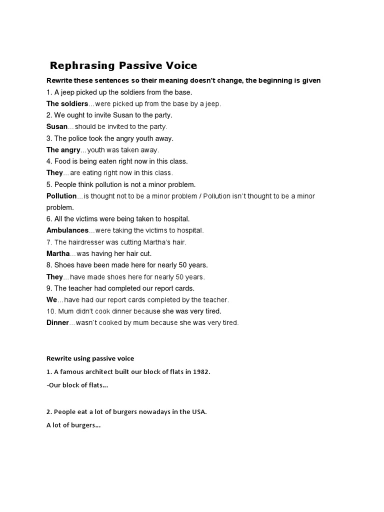 Rephrasing Passive Voice | PDF