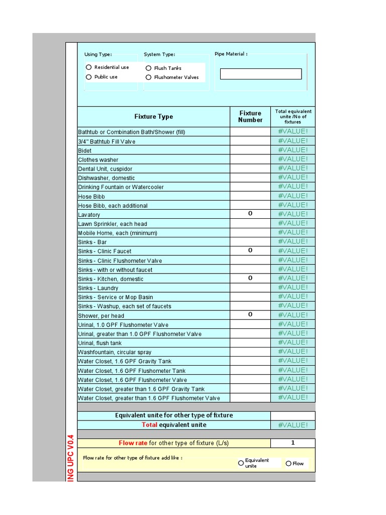Pipe Sizing Upc v0.4 Flow Rate | PDF | Tap (Valve) | Pipe (Fluid ...