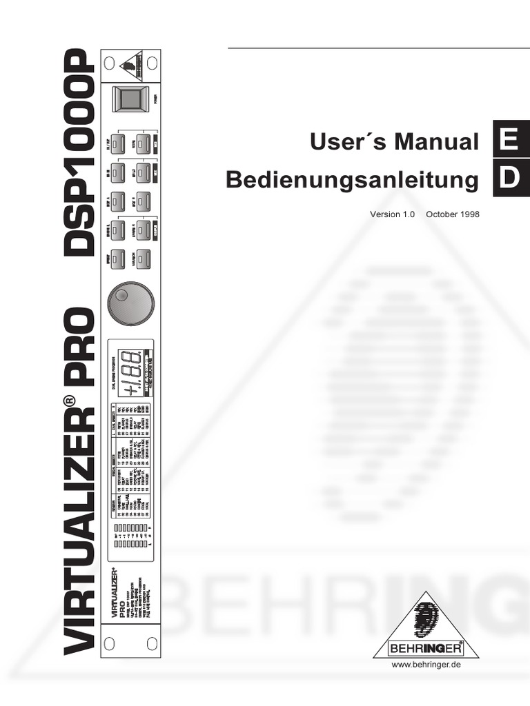 Behringer Dsp1000p P0034 M Eng Pdf Download Free Pdf Mains