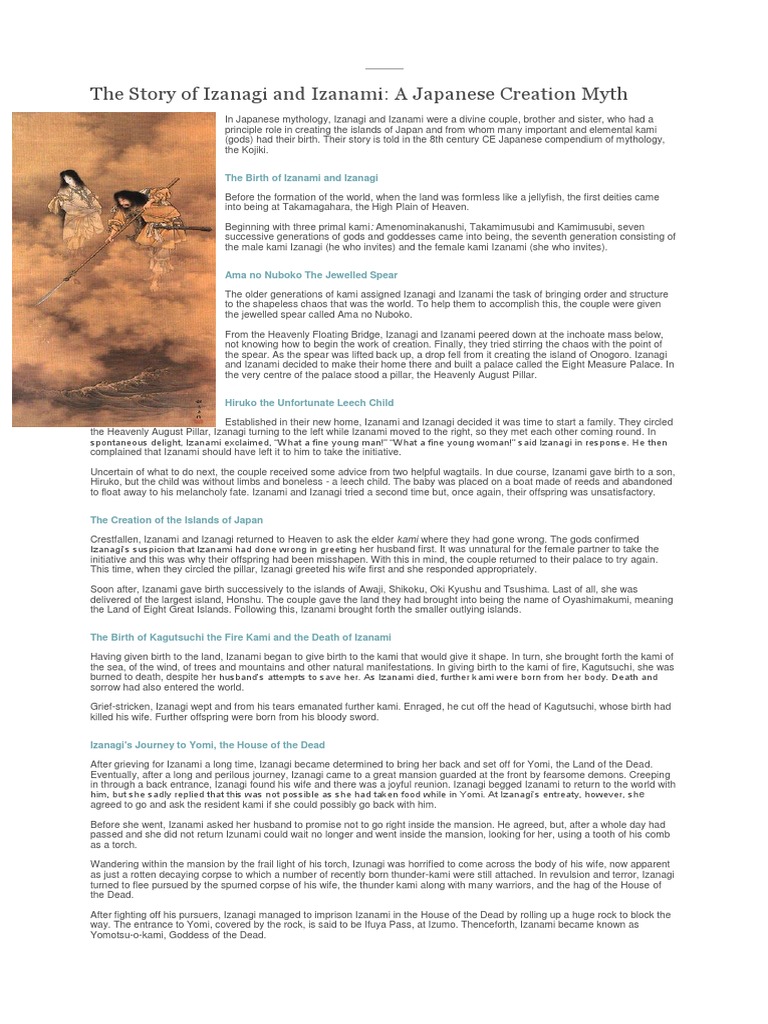 The Story of Izanagi and Izanami | PDF | Shinto | Shintoism