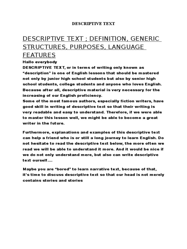 Descriptive Text | PDF | Jakarta | Verb