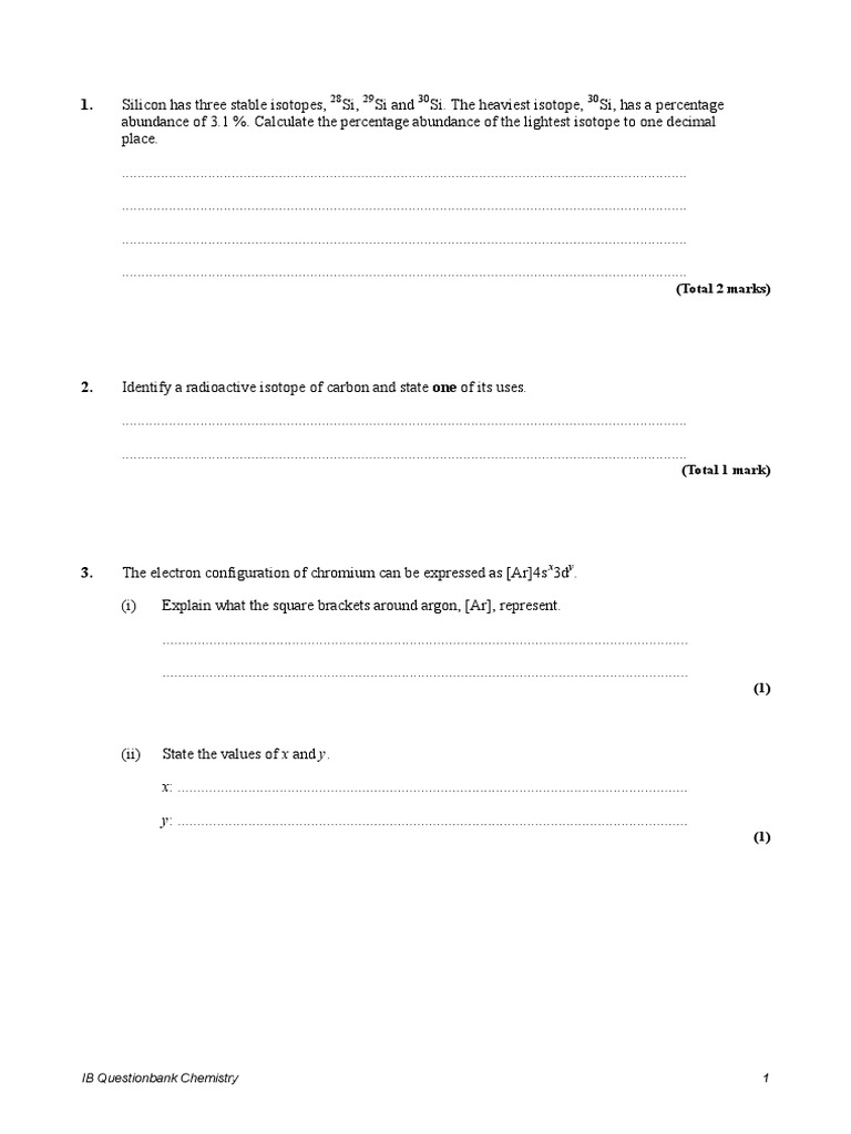 Atomic Structure Quiz | PDF | Mass Spectrometry | Isotope