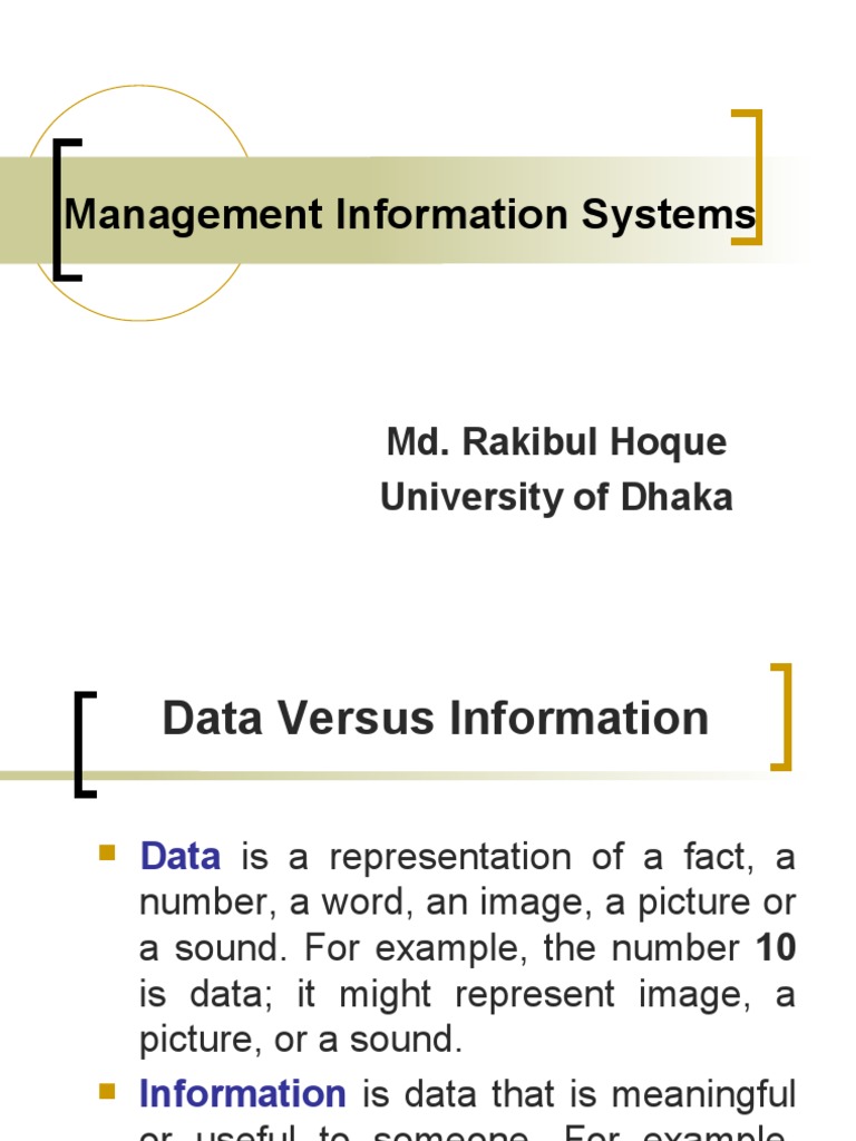 Management Information Systems: Md. Rakibul Hoque University of Dhaka | PDF | Information System ...