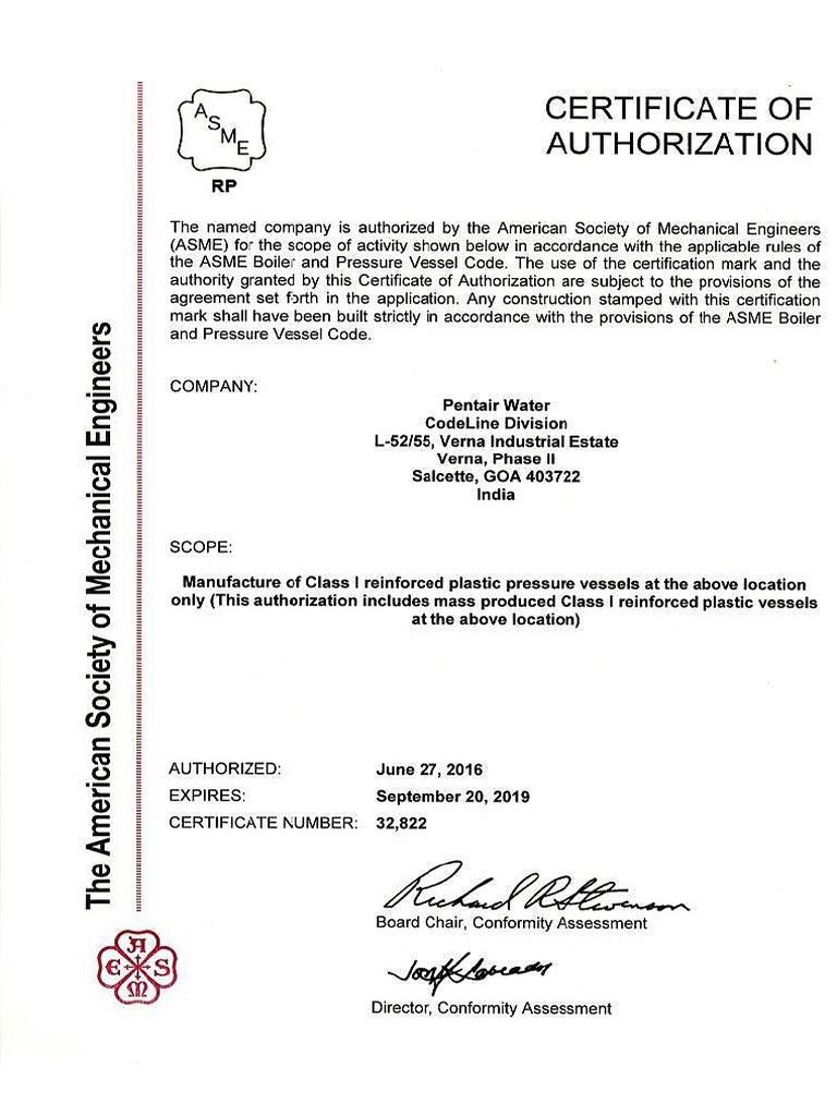 Codeline ASME Certificate | PDF