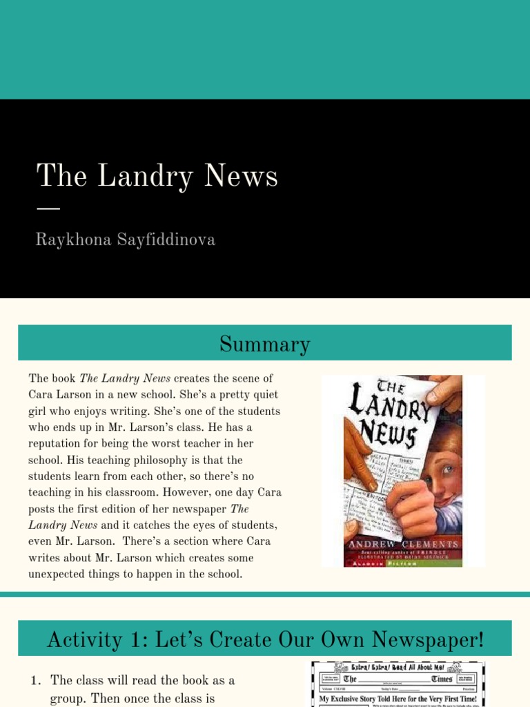The Landry News Classroom Activities | PDF | Books